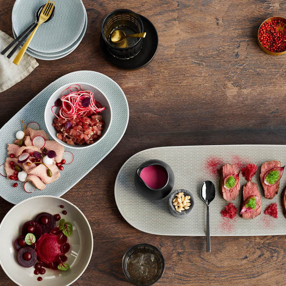 Bauscher Scope Glow Grey Oval Coupe Platter 370x222mm With Relief ...